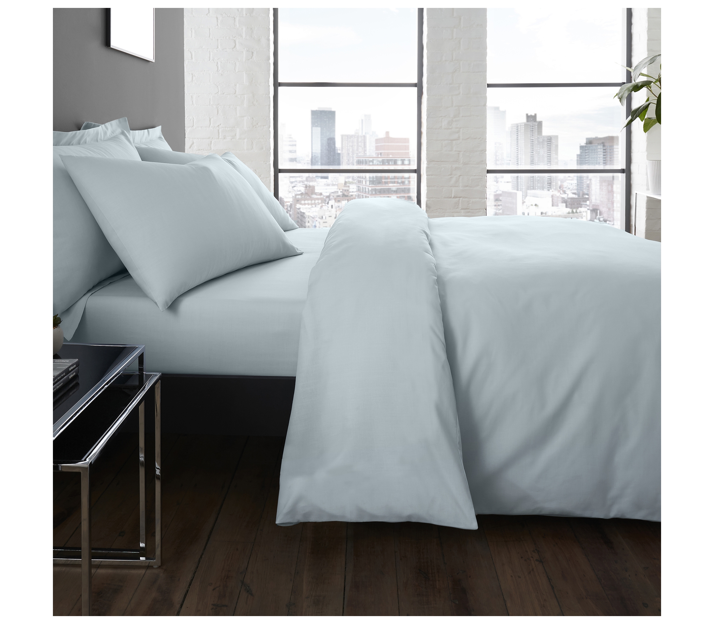 Serene Plain Dye Duck Egg Duvet Cover Set J Rosenthal And Son